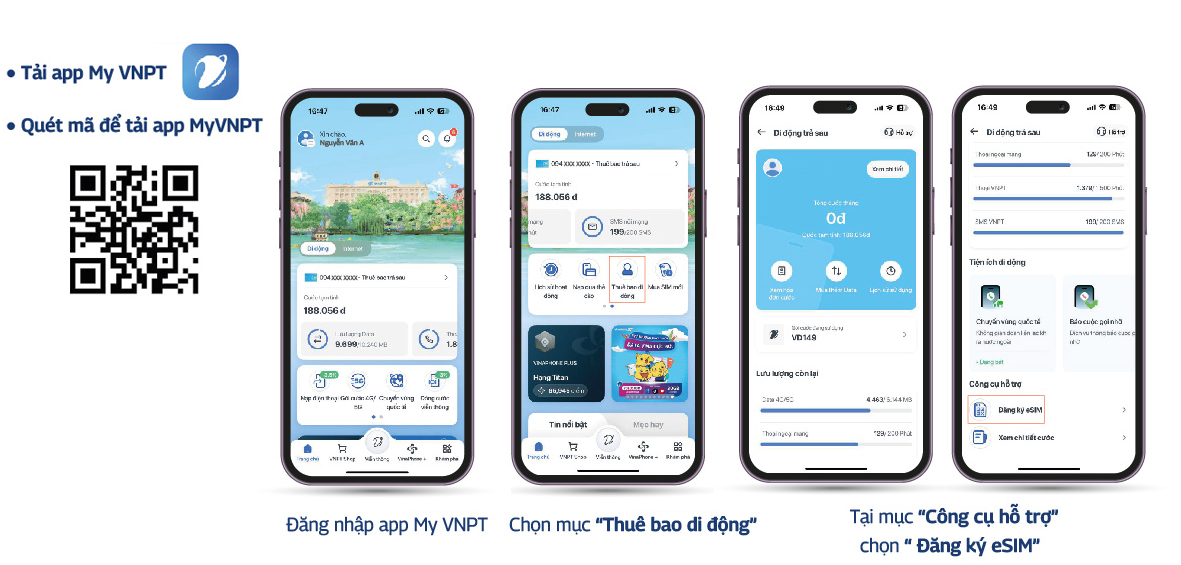 Cách đổi SIM vật lý sang eSIM VinaPhone dễ dàng trên ứng dụng My VNPT